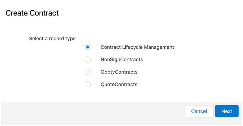 Create a Contract from a Standard or Custom Object